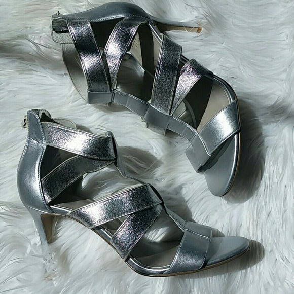 Cole Haan | Shoes | Cole Haan Silver Strappy Heels | Poshmark
